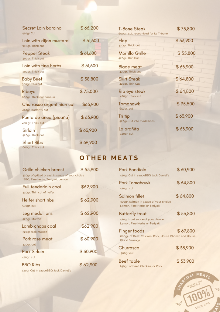 Menú en Inglés – Hermes Carnes y Parrilla